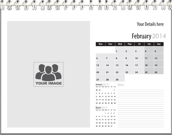 Template of Calendar-printing4u.co.uk