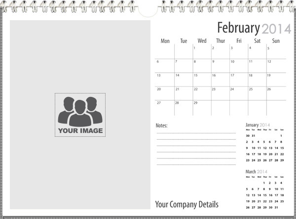 Template of Calendar-printing4u.co.uk